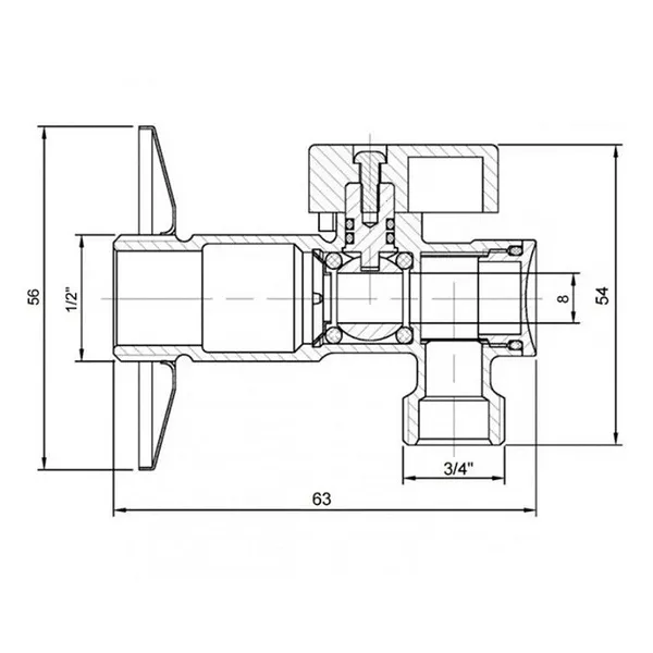 حنفية غسالة جينيبرى 309505 مقاس 1/2 × 3/4 بوصة كروم
